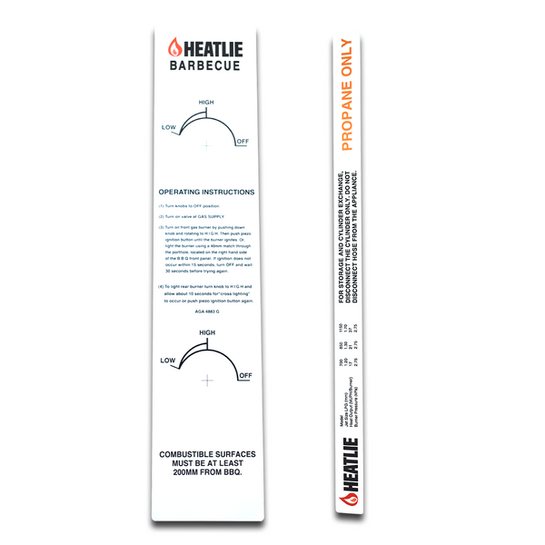 BBQ Instruction Labels | Heatlie BBQs