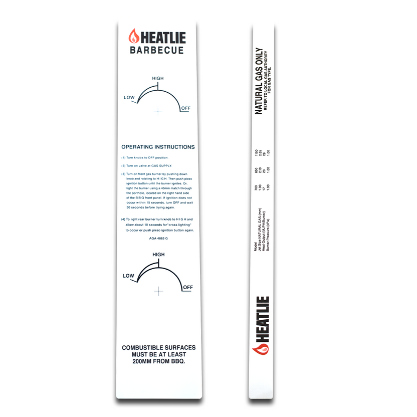 BBQ Instruction Labels | Heatlie BBQs